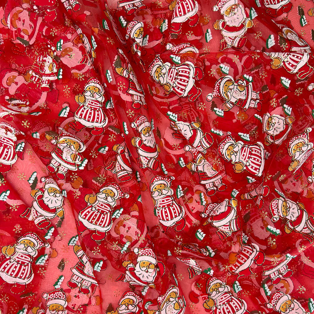 Christmas Organza Fabric - Santa Foil Print – Fabric Love
