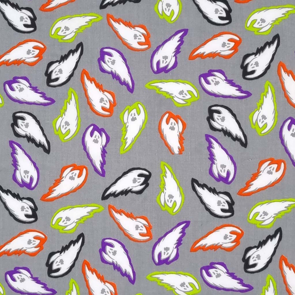 Flying Ghosts - Grey - Halloween Polycotton – Fabric Love