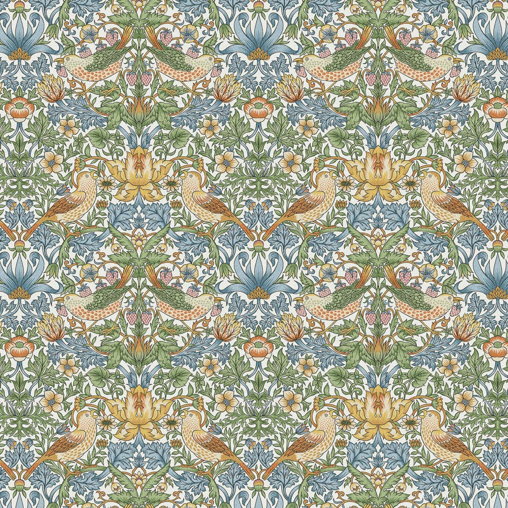 William Morris Strawberry Thief - Cotton Fabric - Sky Blue – Fabric Love