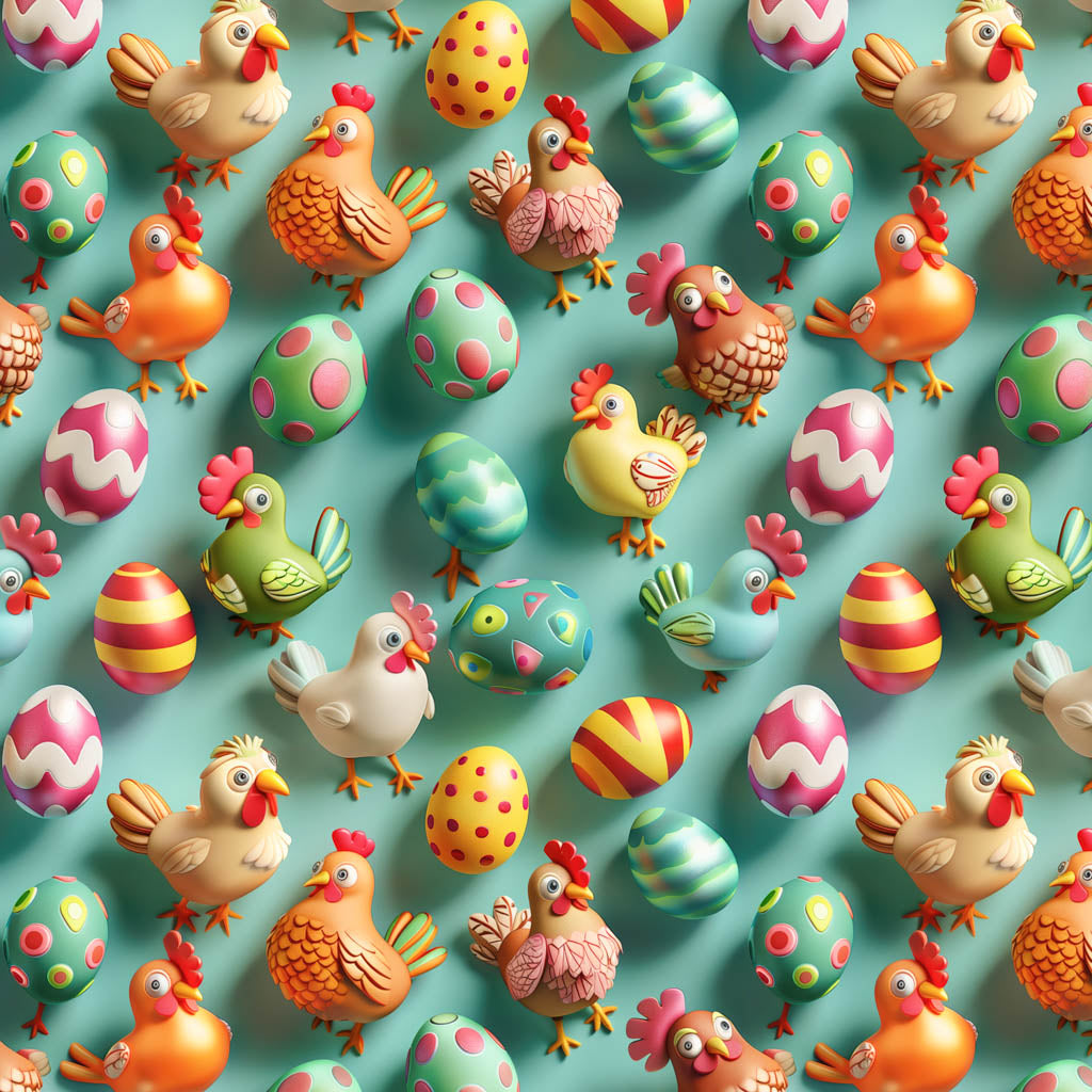 3D Hatching Hens - 100% Cotton Fabric - Chicken Easter Print – Fabric Love