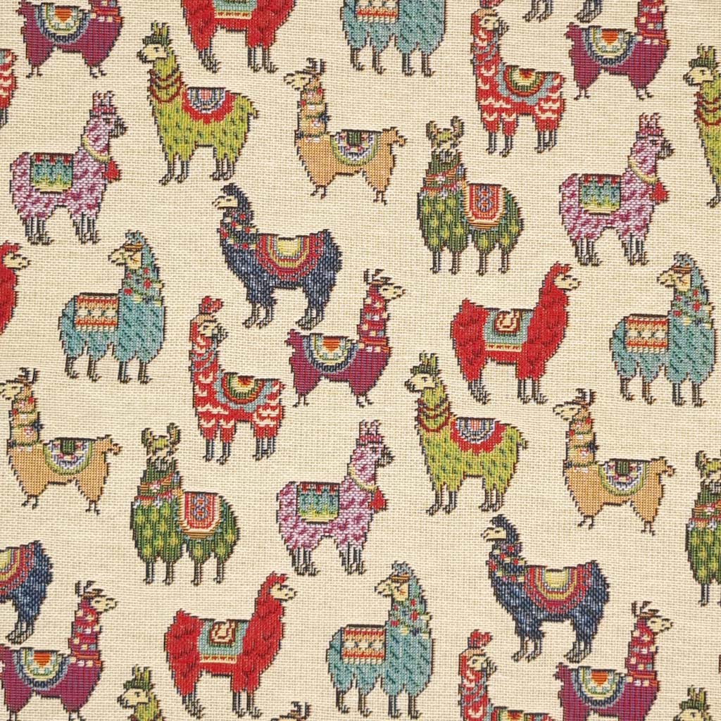 Little Llamas - Cotton Rich Tapestry Upholstery Fabric – Fabric Love