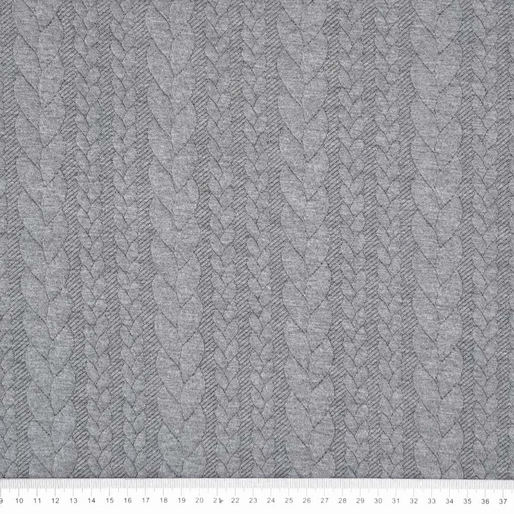 Plain Cable Knit Jersey Fabric Grey Fabric Love plain-cable-knit-jersey-fabric-grey-fabric-love