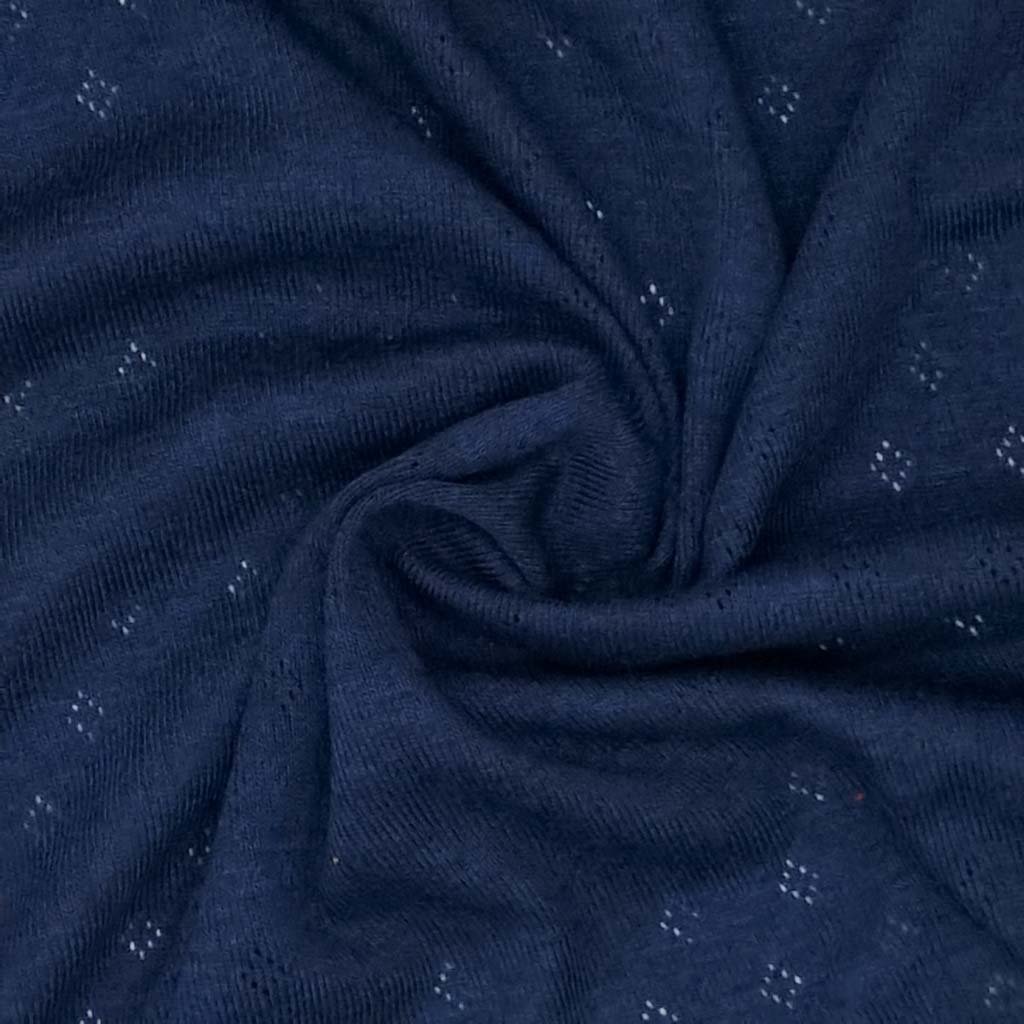 Pointelle Cotton Jersey - Fine Knit - Plain Navy – Fabric Love