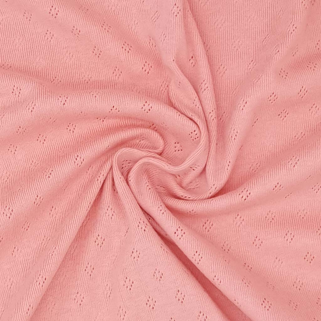 Pointelle Cotton Jersey - Fine Knit - Plain Rose Pink – Fabric Love
