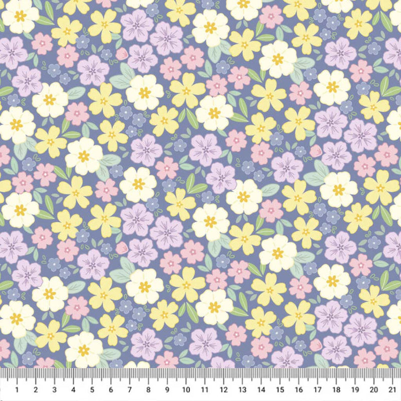 Primrose Prairie - Dark Dusky Blue - Dear Spring by Lewis & Irene ...