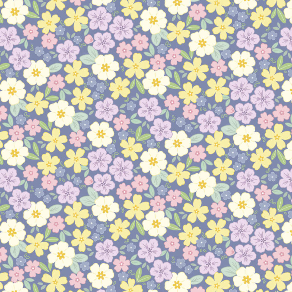 Primrose Prairie - Dark Dusky Blue - Dear Spring by Lewis & Irene ...