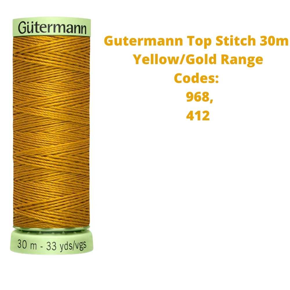 Gutermann Thread - Top Stitch - 30 Metres - Yellow/Gold – Fabric Love