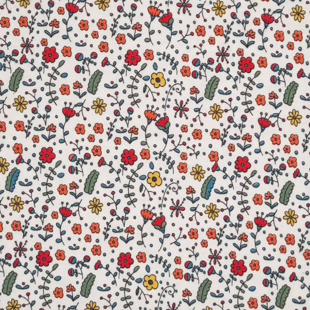 Funky Floral Winceyette - Brushed Cotton - White – Fabric Love